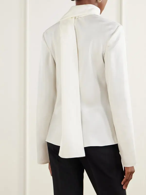 RÓHE Tie-detailed Silk-satin Blouse