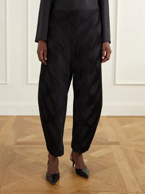 RÓHE Plissé Satin Tapered Pants