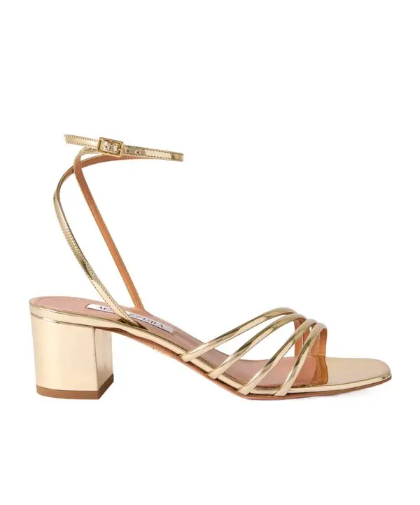 AQUAZZURA Latour 50 Metallic Leather Sandals