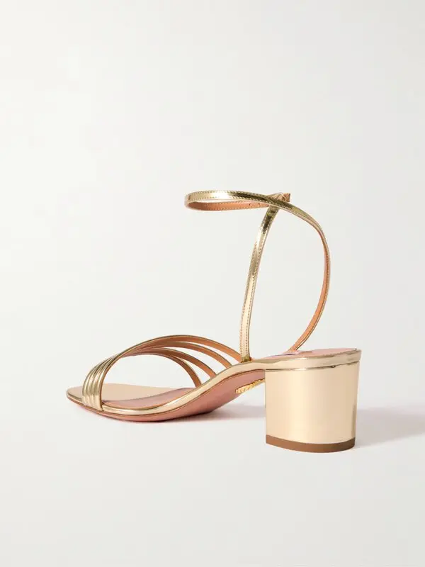 AQUAZZURA Latour 50 Metallic Leather Sandals