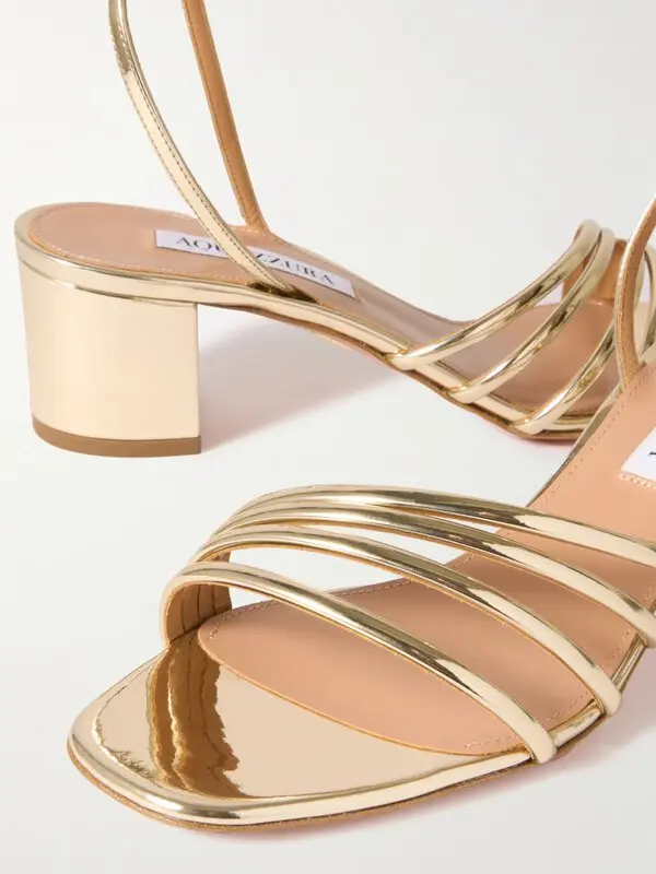 AQUAZZURA Latour 50 Metallic Leather Sandals