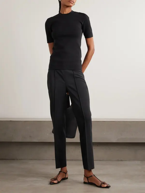 RÓHE Pintucked Grain De Poudre Slim-leg Pants