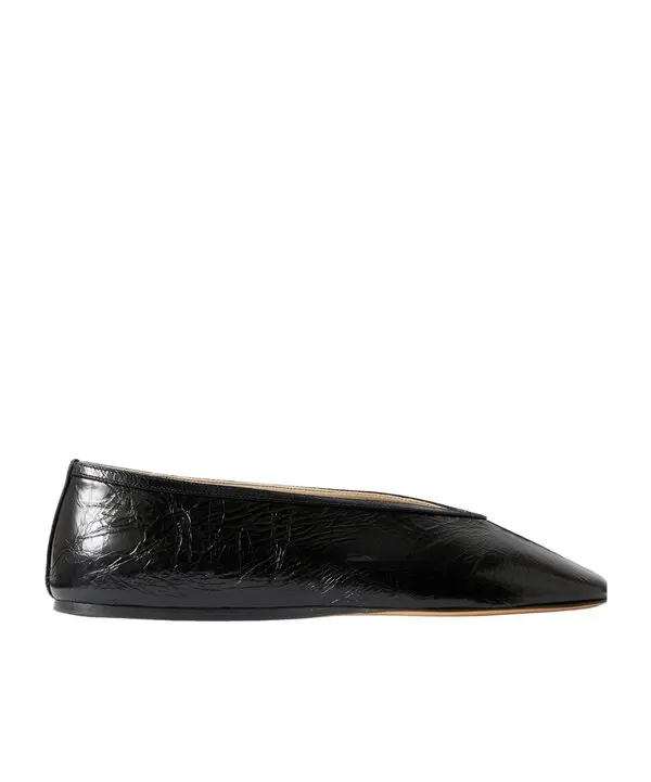 Le Monde Beryl Luna Crinkled-leather Ballet Flats