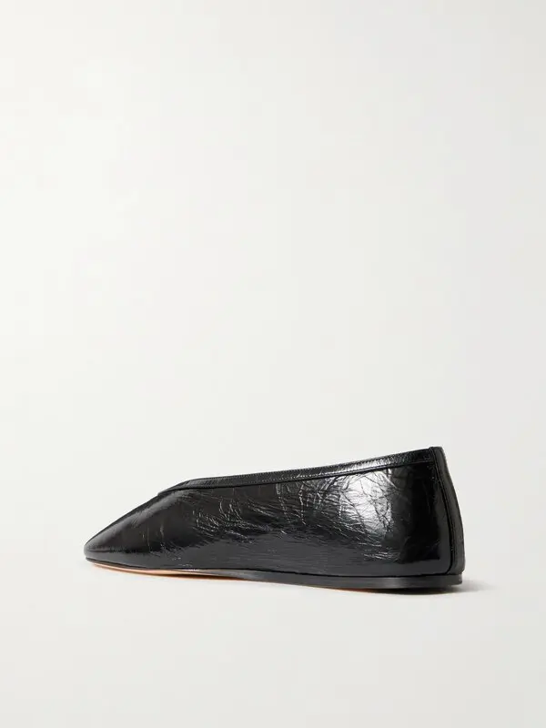 Le Monde Beryl Luna Crinkled-leather Ballet Flats