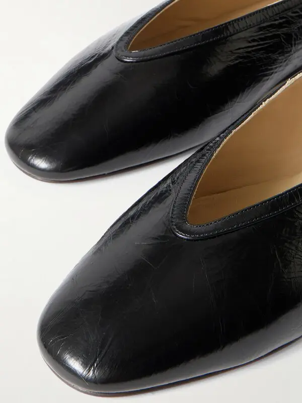 Le Monde Beryl Luna Crinkled-leather Ballet Flats