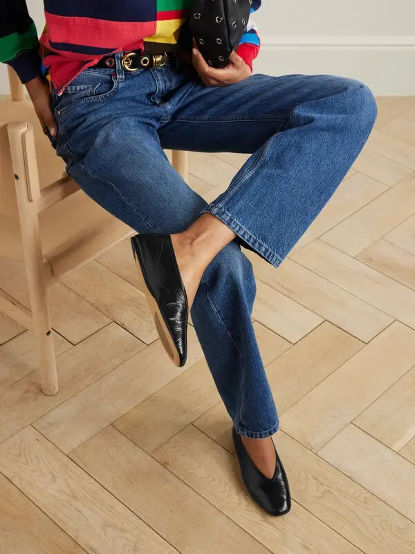 Le Monde Beryl Luna Crinkled-leather Ballet Flats