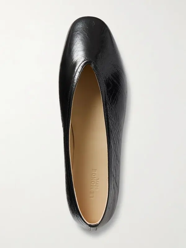Le Monde Beryl Luna Crinkled-leather Ballet Flats