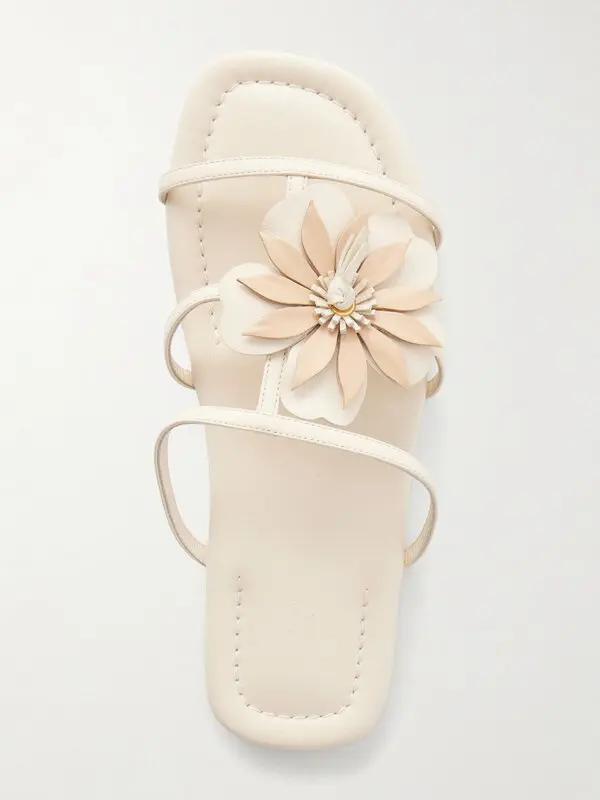 Zimmermann Floral-appliquéd Leather Sandals