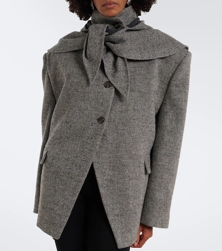 Magda Butrym Herringbone Wool And Cashmere-blend Blazer