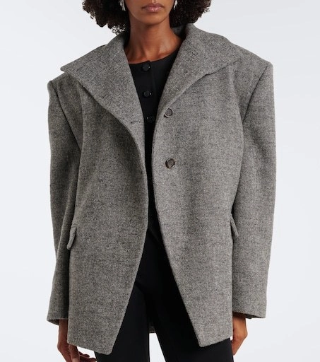 Magda Butrym Herringbone Wool And Cashmere-blend Blazer