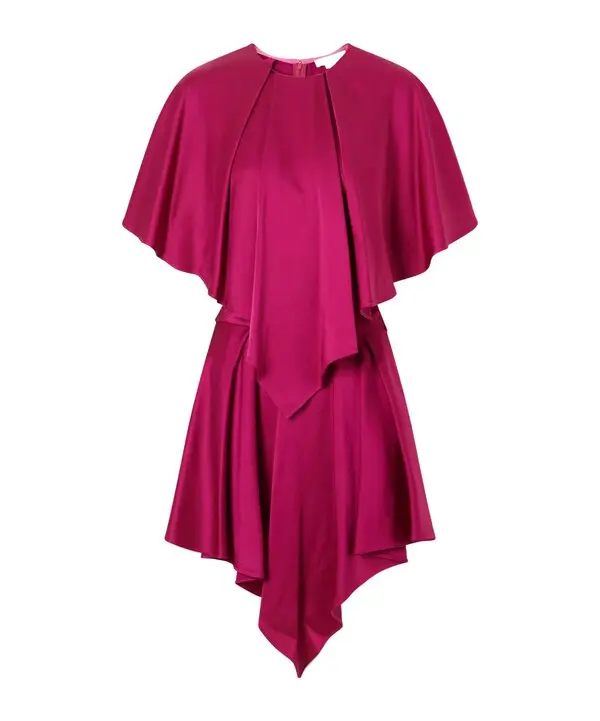 Stella McCartney Gathered Tiered Satin Midi Dress - Red