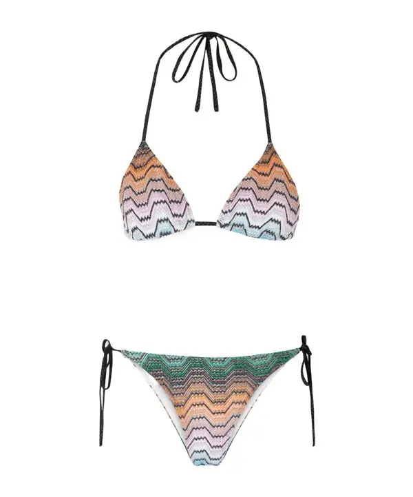 Missoni Mare Striped Metallic Crochet-knit Triangle Bikini