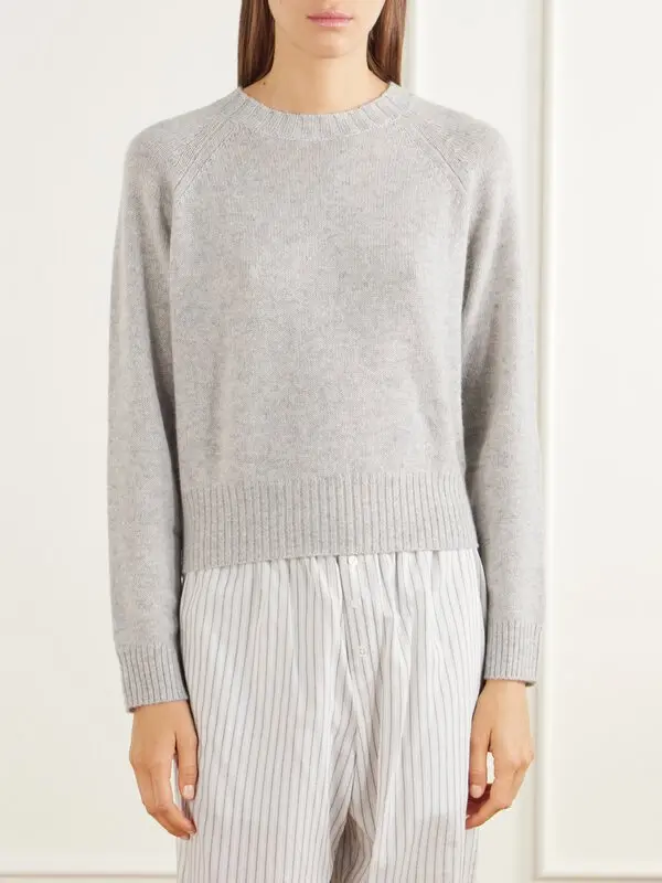 ALLUDE Long Sleeve Crew Neck Sweater