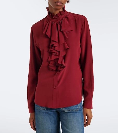 NILI LOTAN Ruffled Silk Blouse