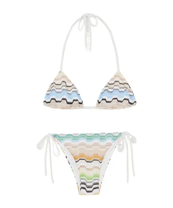 Missoni Mare Striped Metallic Crochet-knit Triangle Bikini