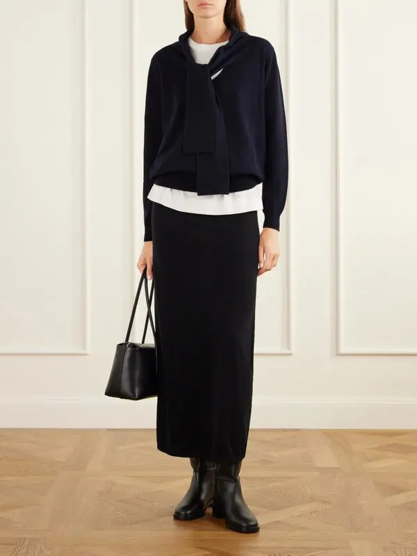 ALLUDE Casual Long Sleeve Sweater - Black