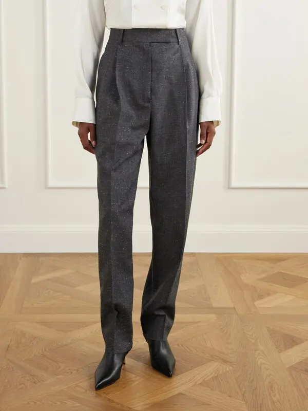 RÓHE Daria Pleated Wool-blend Straight-leg Pants
