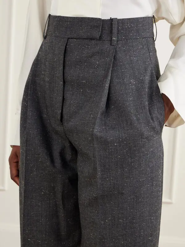 RÓHE Daria Pleated Wool-blend Straight-leg Pants