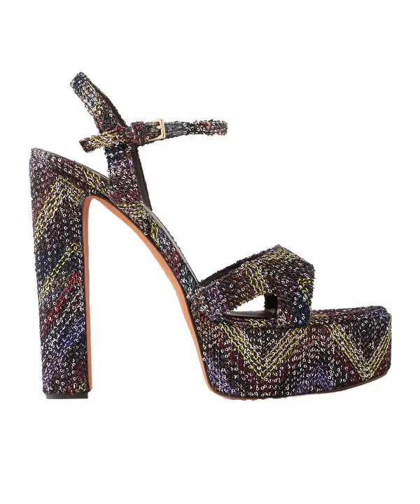 Missoni Angela Sequin-embellished Striped Woven Platform Sandals