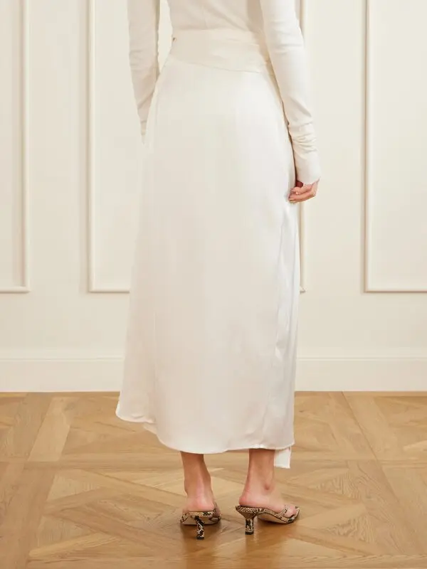 RÓHE Draped Satin Midi Wrap Skirt