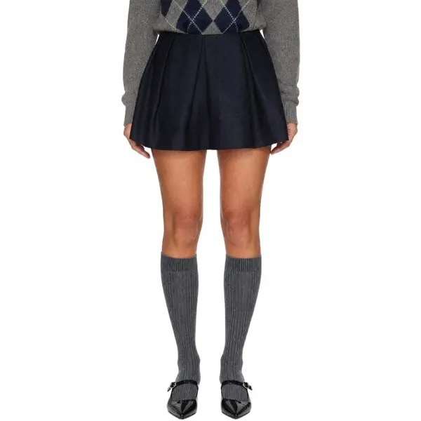 SHUSHU/TONG Pleated Mini Skirt - Navy