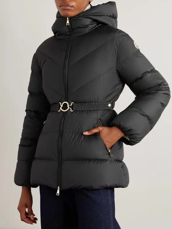 Moncler Brosse Belted Hooded Down Jacket