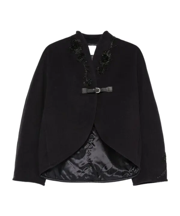 FORTE_FORTE Embroidered Buckle-fastening Coat