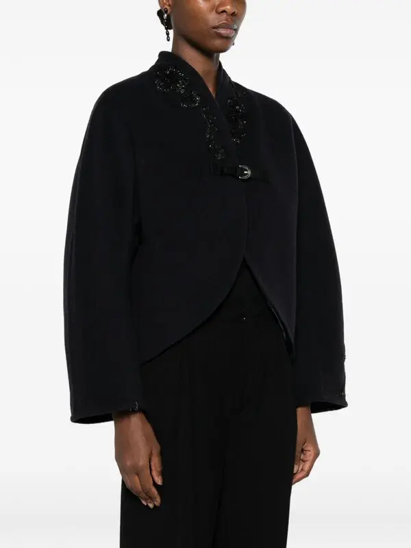 FORTE_FORTE Embroidered Buckle-fastening Coat