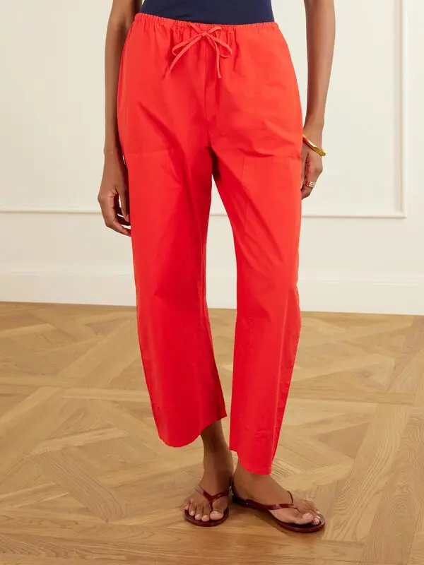 LESET Kyoto Cotton-poplin Low-rise Wide-leg Pants - No