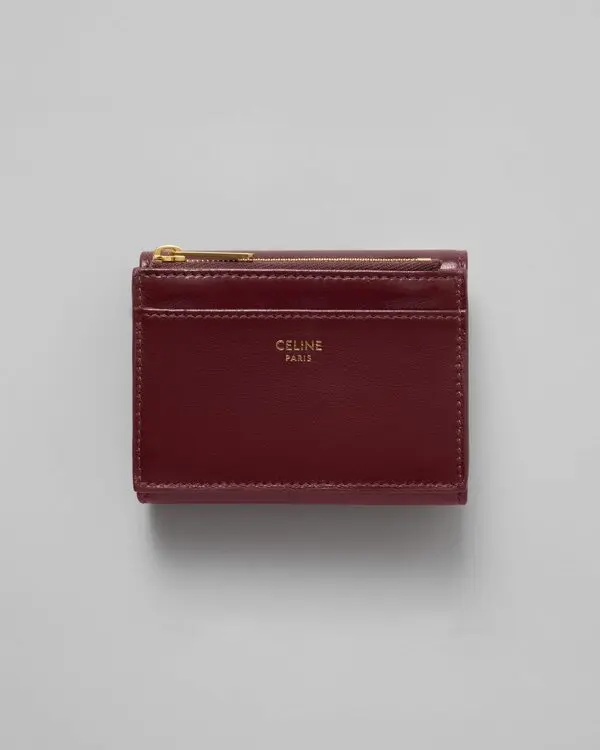 Celine Compact Wallet With Coin Triomphe In Glossy Lambskin