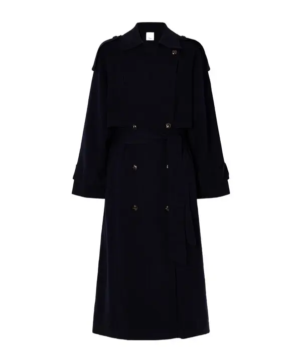 ALLUDE Minimalist Long-sleeve Trench Coat