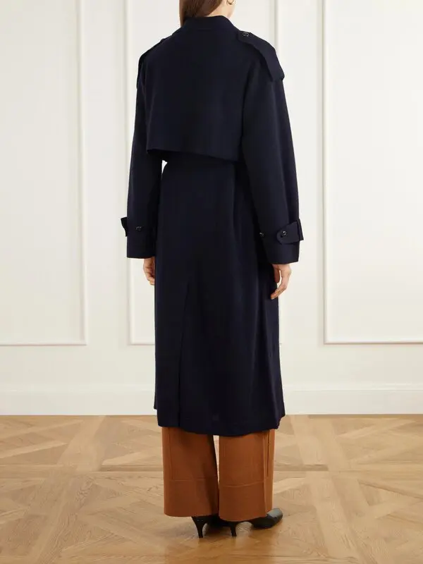 ALLUDE Minimalist Long-sleeve Trench Coat