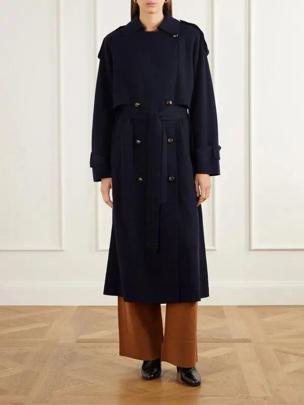 ALLUDE Minimalist Long-sleeve Trench Coat