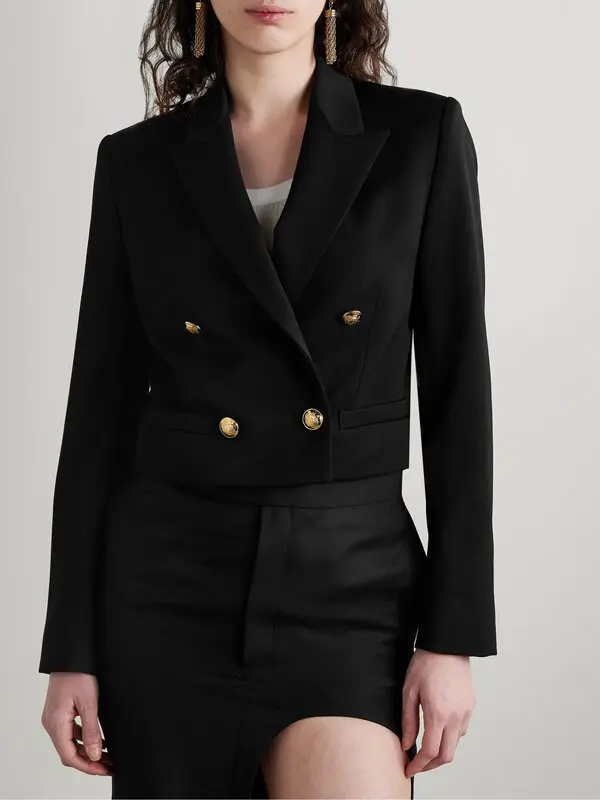 NILI LOTAN Double-breasted Cropped Blazer