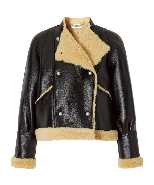 Altuzarra Kenny Shearling-trimmed Leather Coat - Black