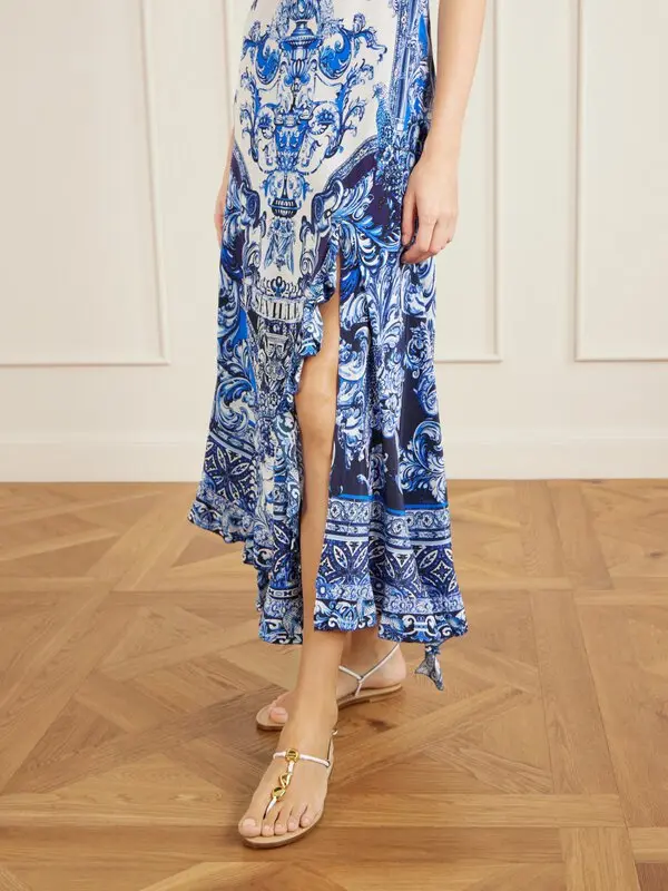 Camilla Crystal-embellished Printed Silk Midi Dress