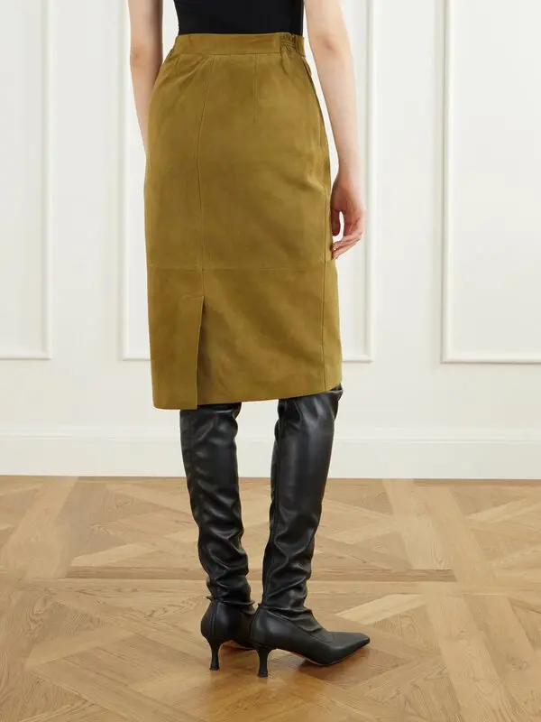Altuzarra Hank Paneled Suede Knee-length Skirt
