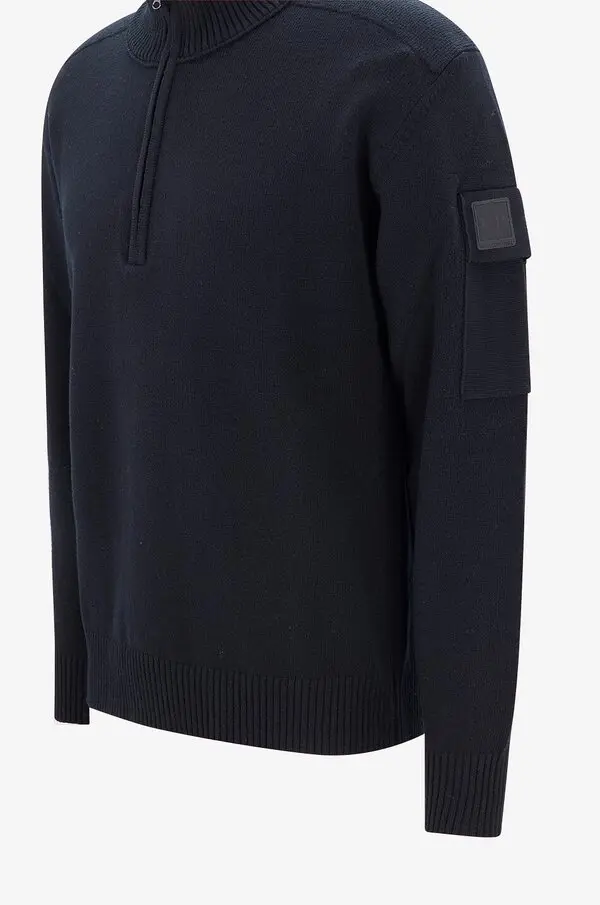 C.P. COMPANY Merino Wool Blend Zipped Turtleneck Jumper