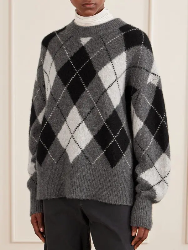 NILI LOTAN Argyle Knit Sweater