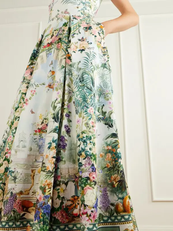 Camilla Empress Lace-trimmed Printed Cotton-blend Midi Dress
