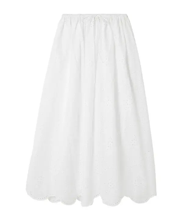 Matteau Scalloped Broderie Anglaise Cotton Midi Skirt - No