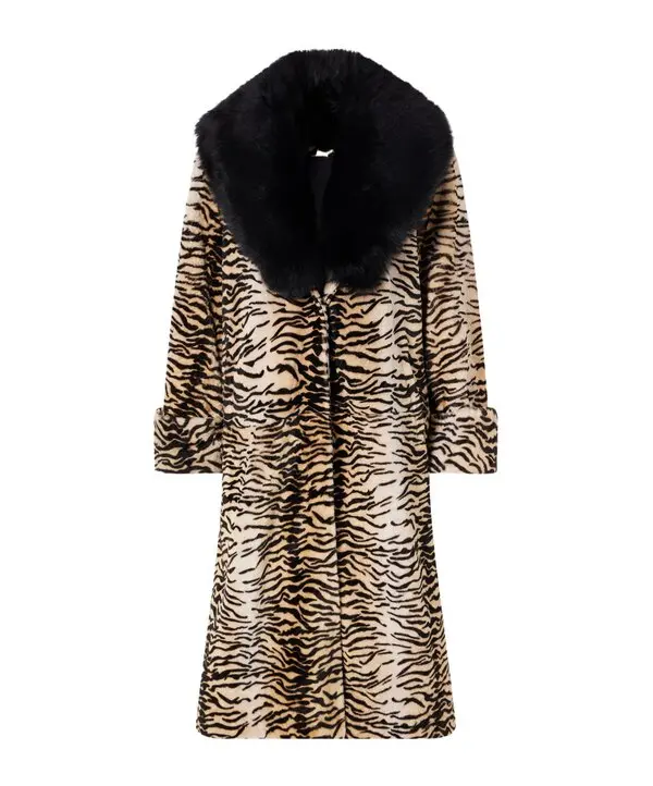 Nour Hammour Nina Tiger-print Shearling Coat