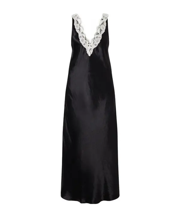 Maria Mcmanus Lace-trimmed Satin Maxi Dress