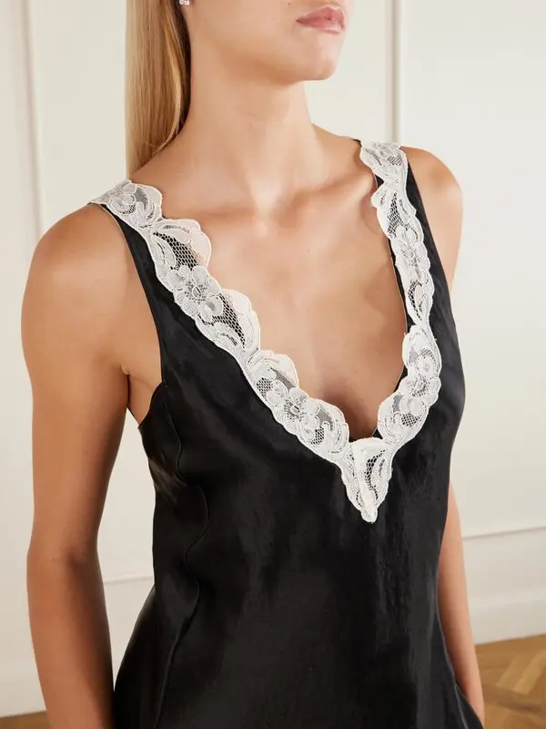 Maria Mcmanus Lace-trimmed Satin Maxi Dress