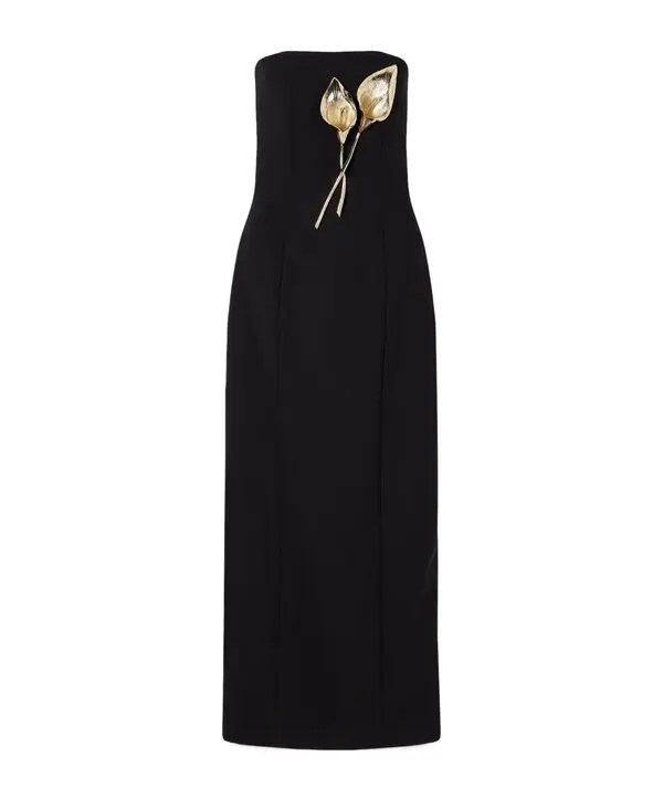 Carolina Herrera Strapless Embellished Wool-blend Gown