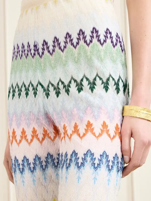 Missoni Striped Metallic Crochet-knit Flared Pants