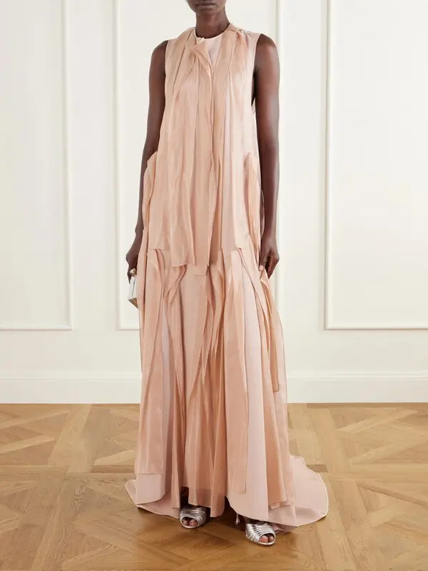 Maticevski Beseech Draped Pleated Crepe And Satin Gown