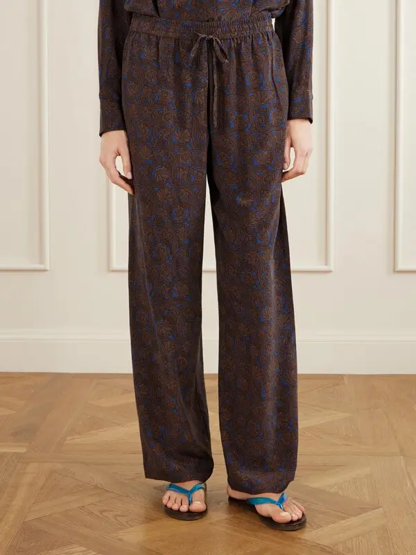 Matteau Printed Silk-crepe De Chine Straight-leg Pants