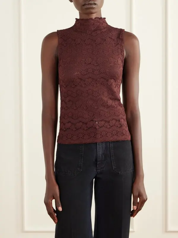 Veronica Beard Lace High-neck Top