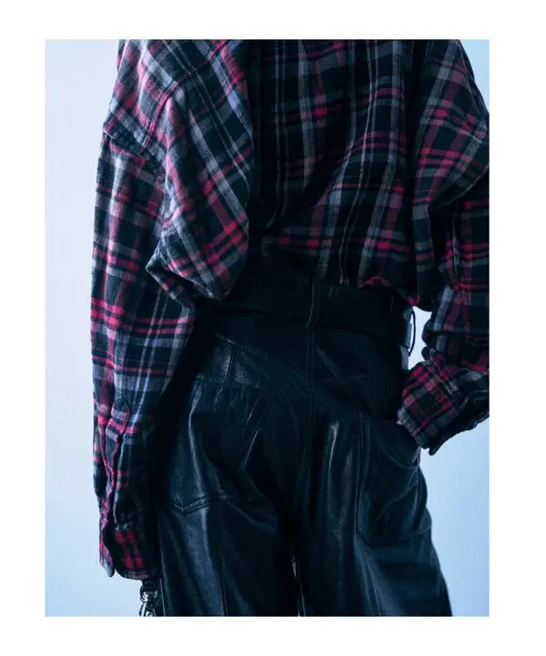 R13 Drop Neck Workshirt - Black Fuchsia